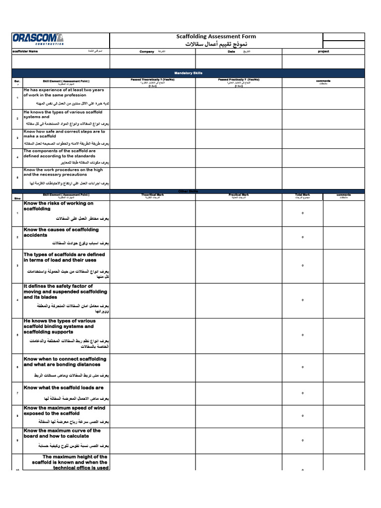 0120 - Scaffolding VOC Questionnaire | PDF