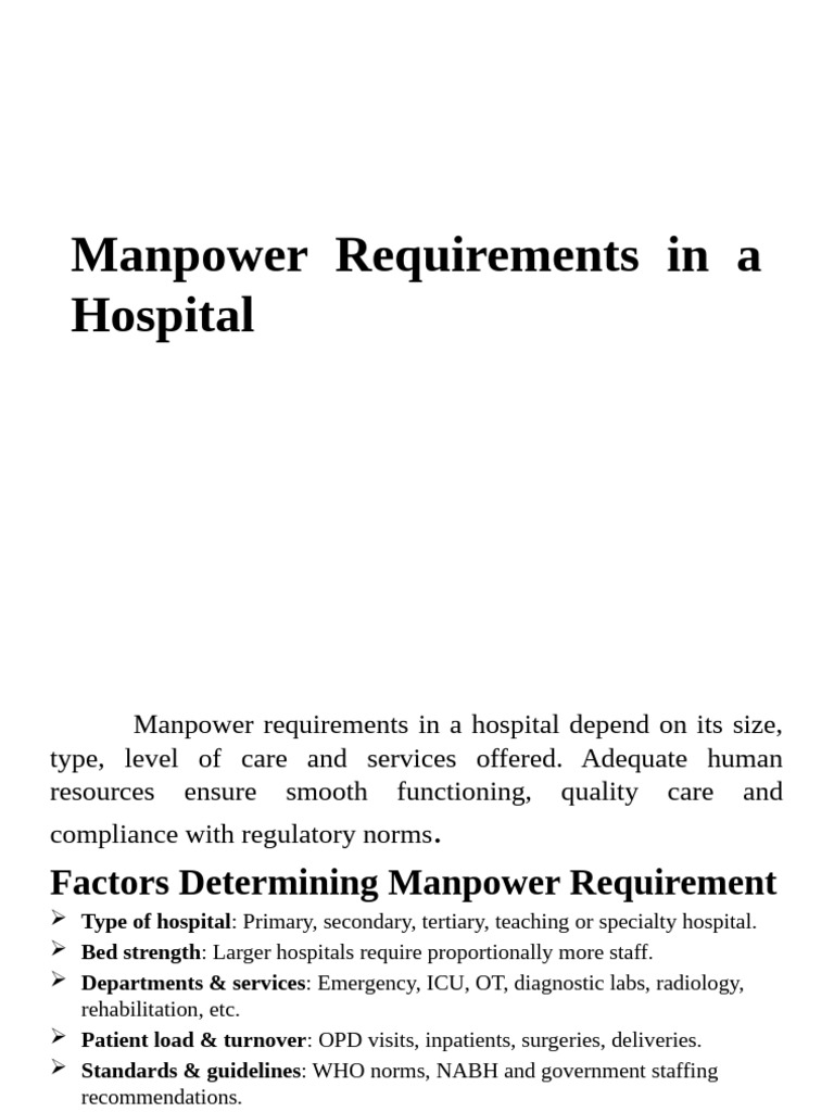Hospital Manpower Requirements Explained | PDF | Hospital | Nursing