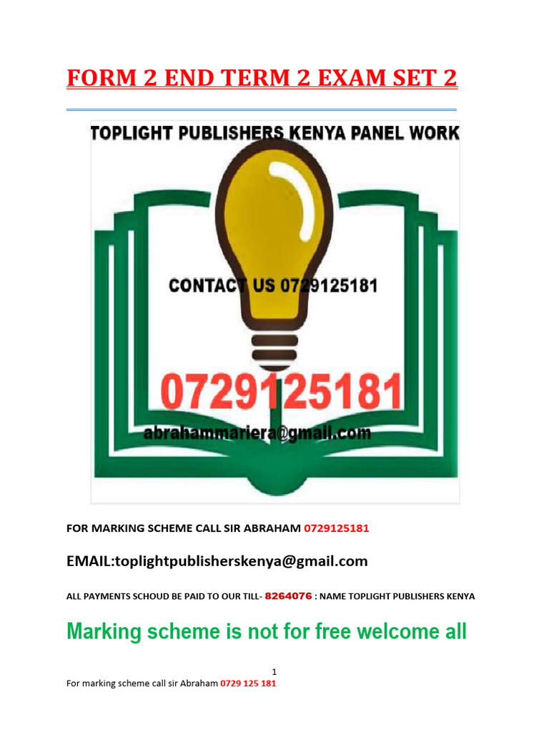 Form 2 End Term 2 Exam Set 2 | PDF