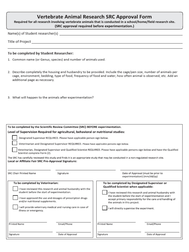 Vertebrate Animal SRC Approval | PDF