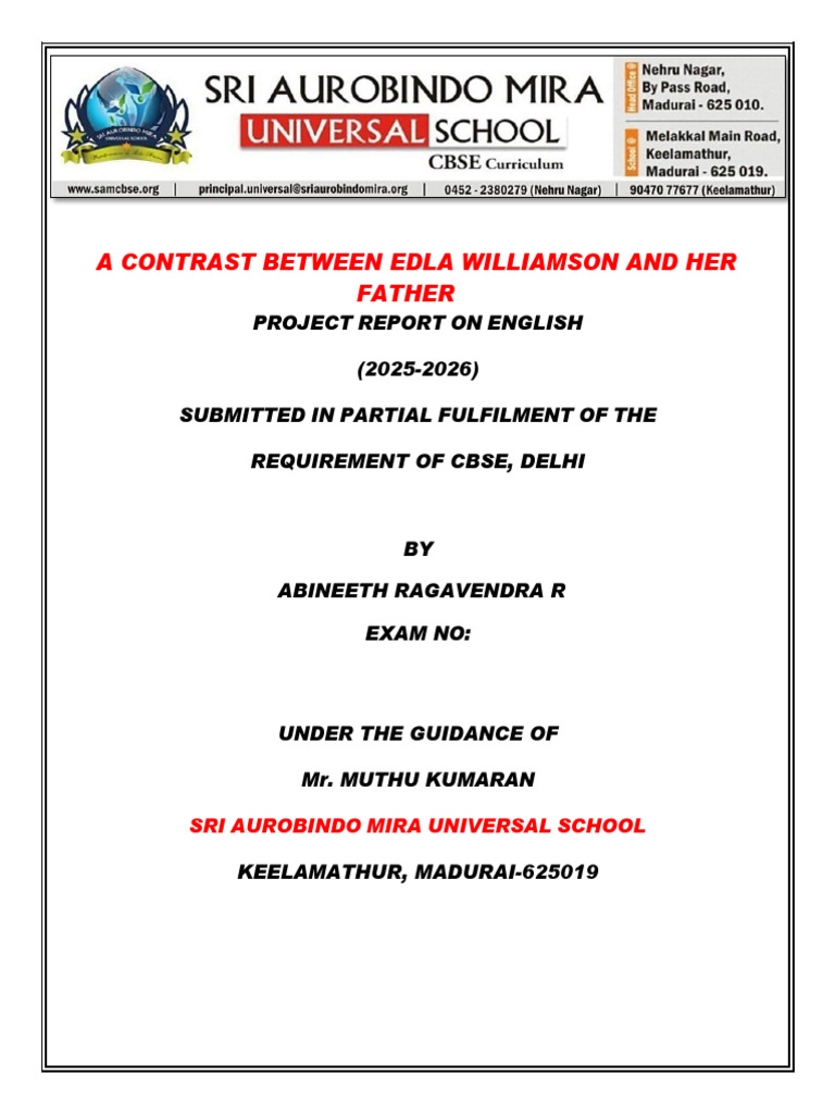 English Project Front Page - 12 B 2 | PDF