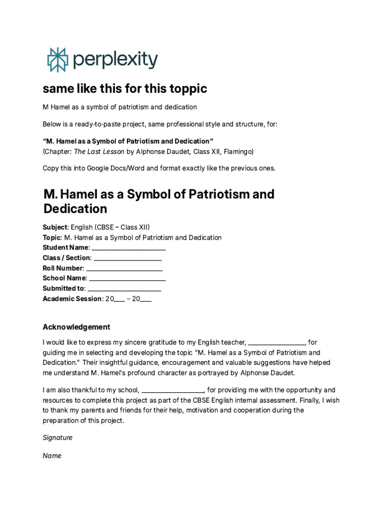 Same Like This For This Toppic - M Hamel As A Symbol | PDF | Teachers