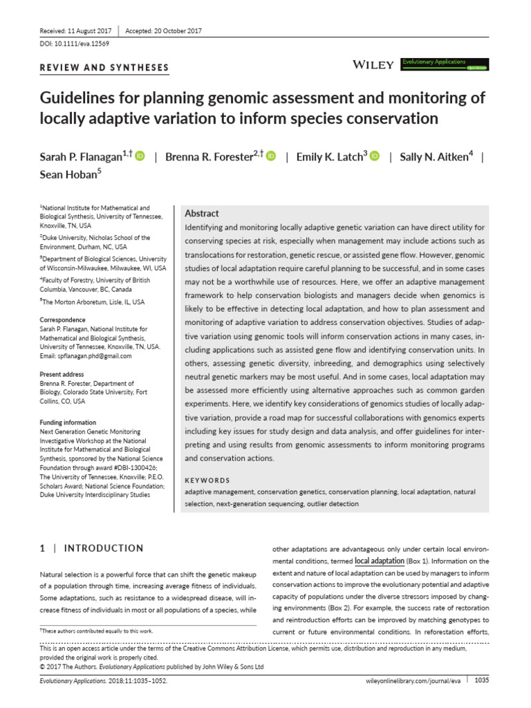 Guidelines For Planning Genomic Assessment and Monitoring of Locally ...