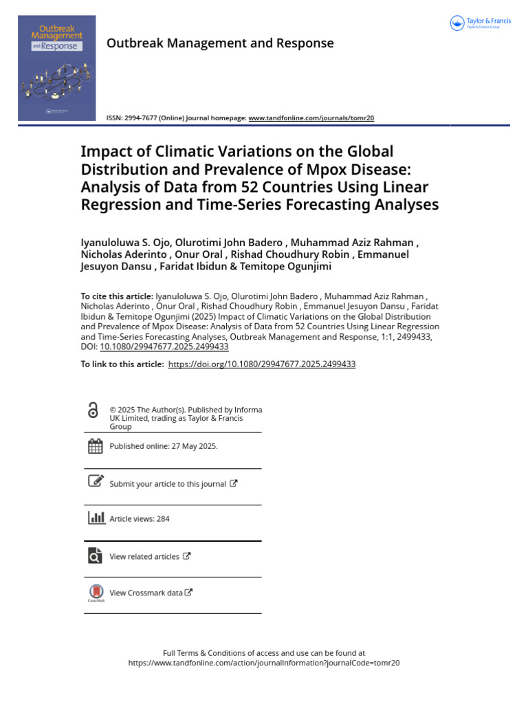 Impact of Climatic Variations On The Global Distribution and Prevalence ...