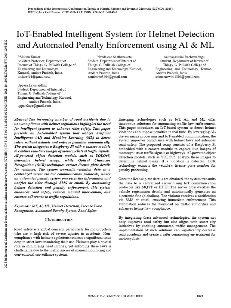 IoT Helmet Detection & Penalty System | PDF | Internet Of Things ...