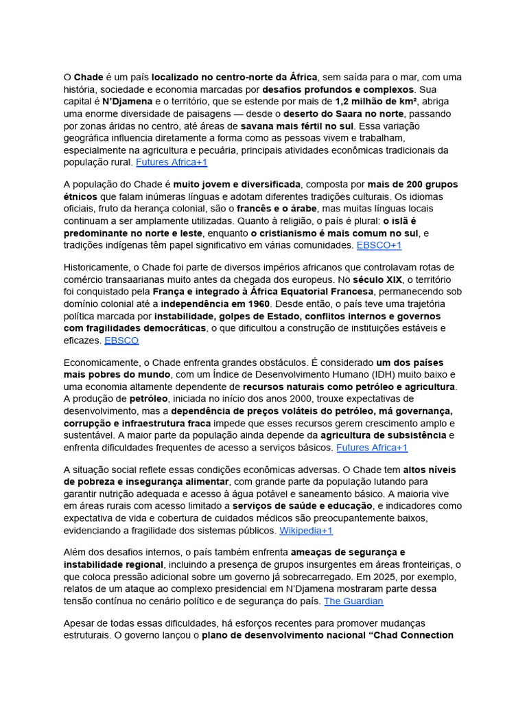 O Chade é um país localizado no centro-norte da África, sem saída para ...