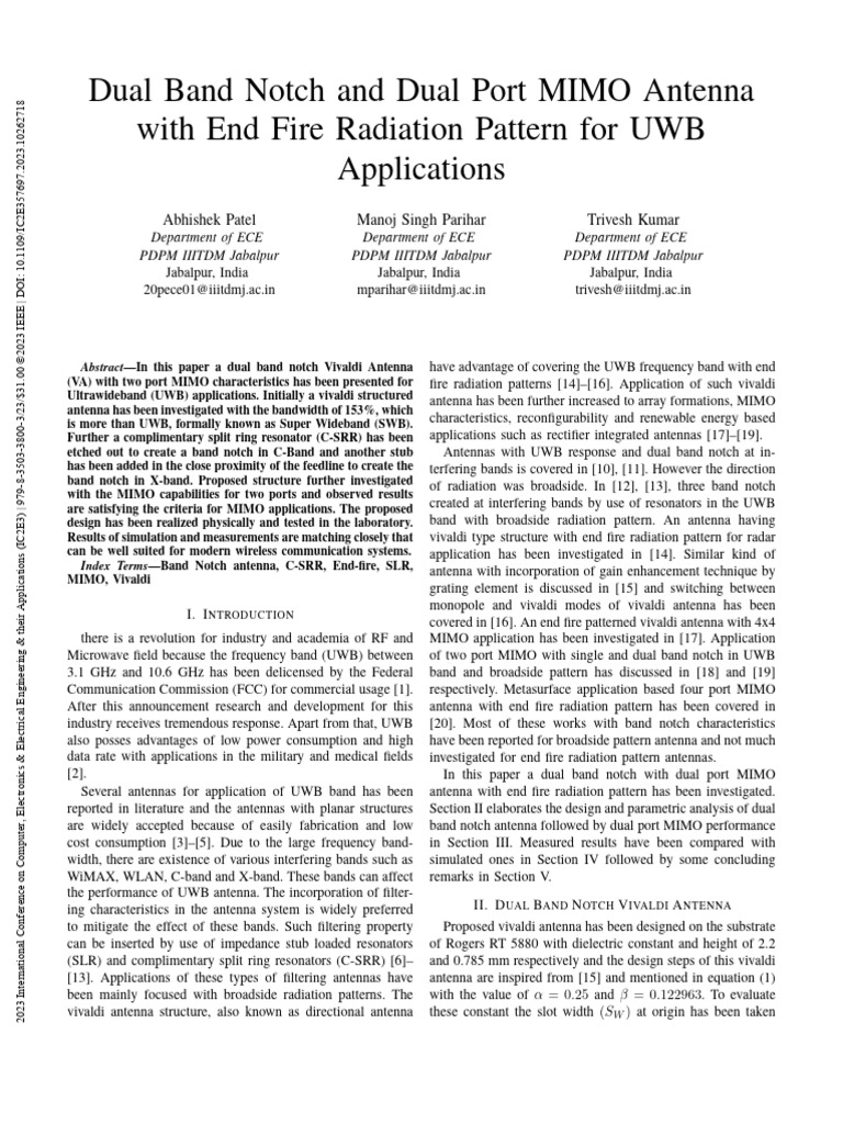 Dual Band Notch and Dual Port MIMO Antenna With End Fire Radiation ...
