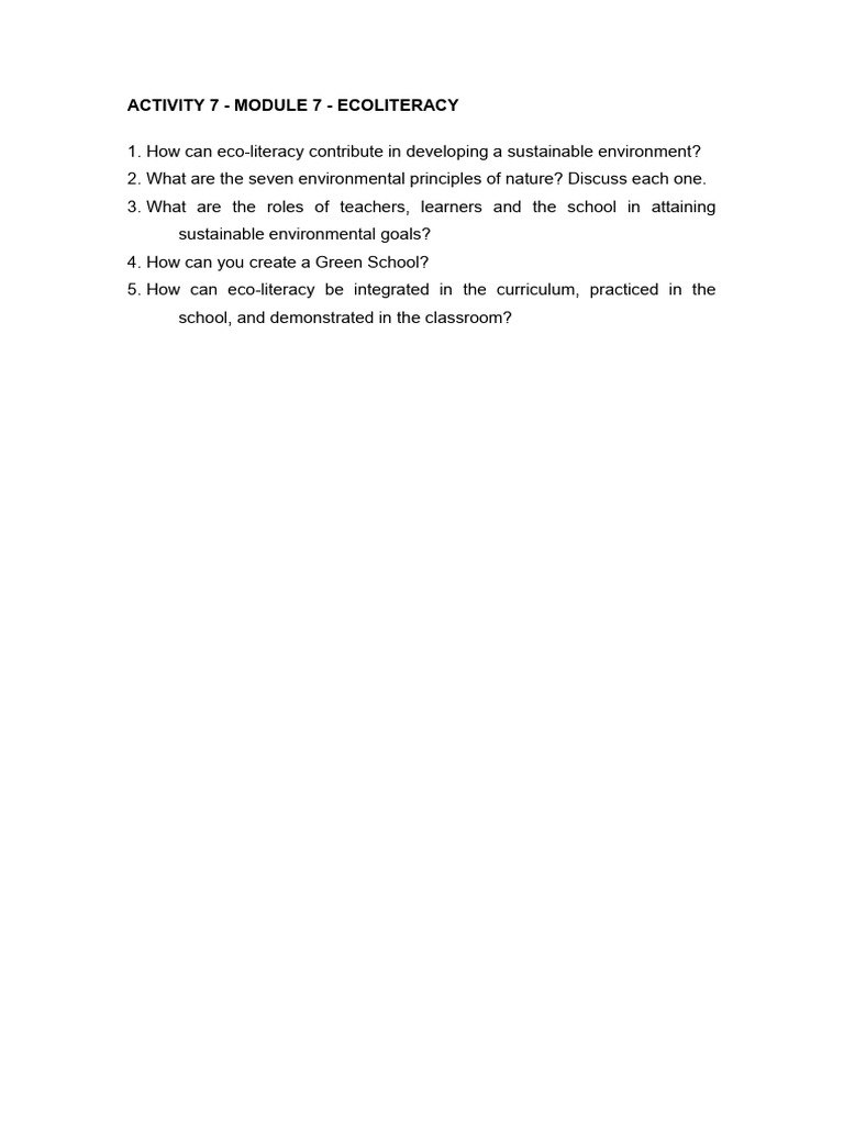 Eco-Literacy for Sustainable Schools | PDF