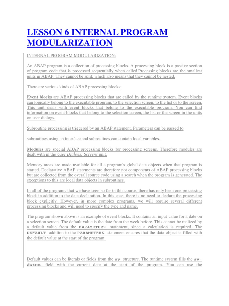 Lesson 6 Internal Program Modularization | PDF | Parameter (Computer Programming) | Subroutine