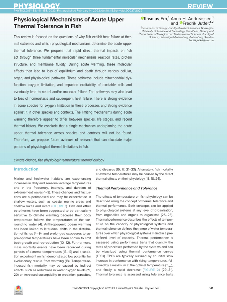 Ern Et Al 2023 Physiological Mechanisms of Acute Upper Thermal ...