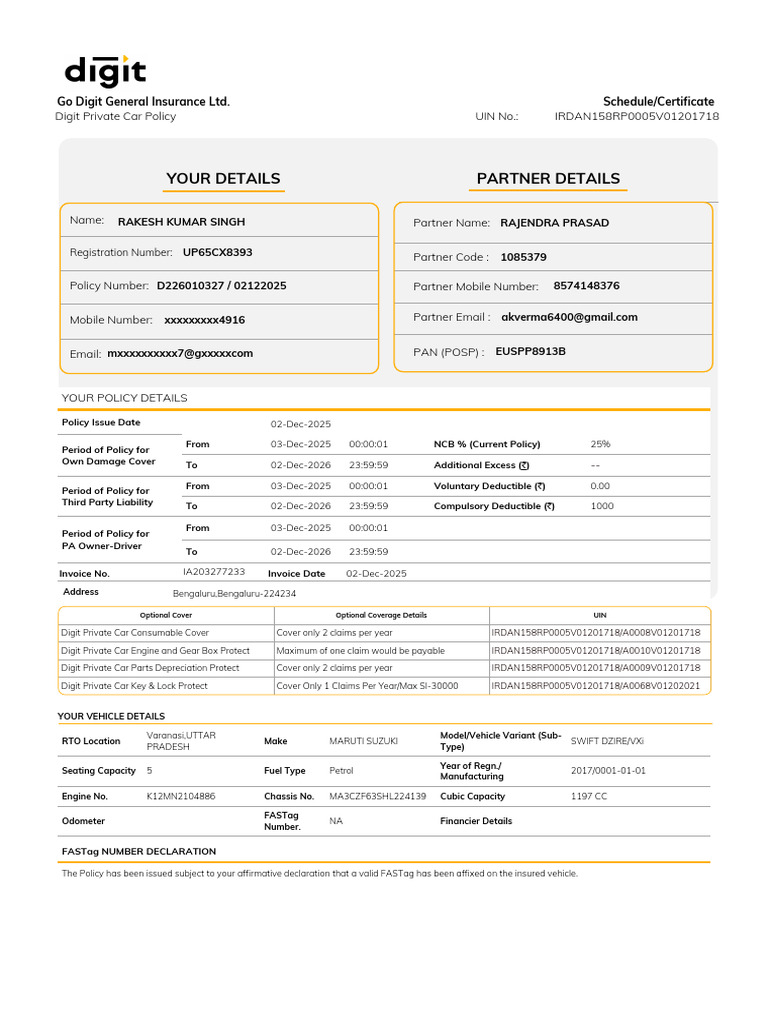 D226010327 Comprehensive Policy | PDF | Insurance | Private Law