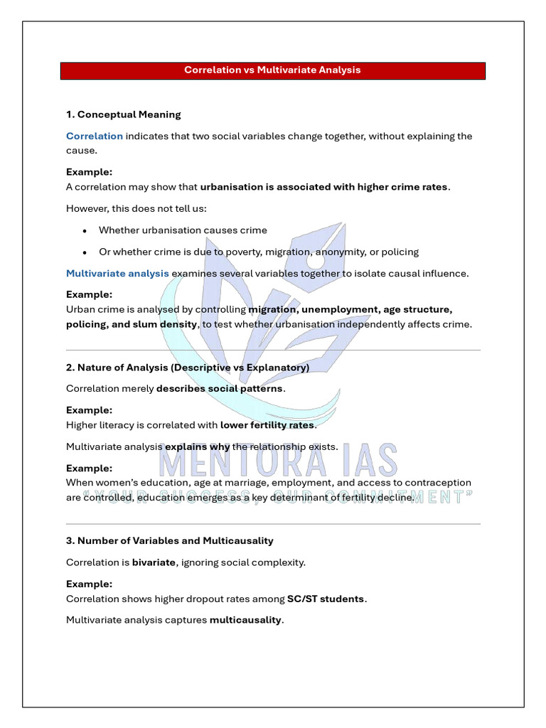 Correlation vs Multivariate Analysis | PDF | Sociology | Causality