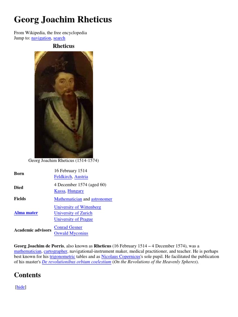 Georg Joachim Rheticus | PDF | Astrometry | Astronomy