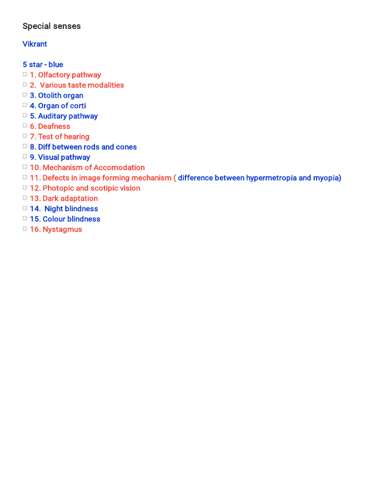 IMP Special Senses | PDF