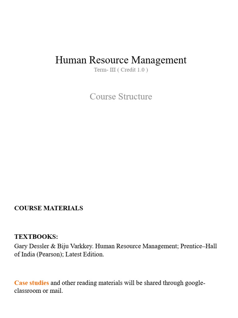 1Course Intro HRM-31Dec2025 | PDF | Academic Dishonesty