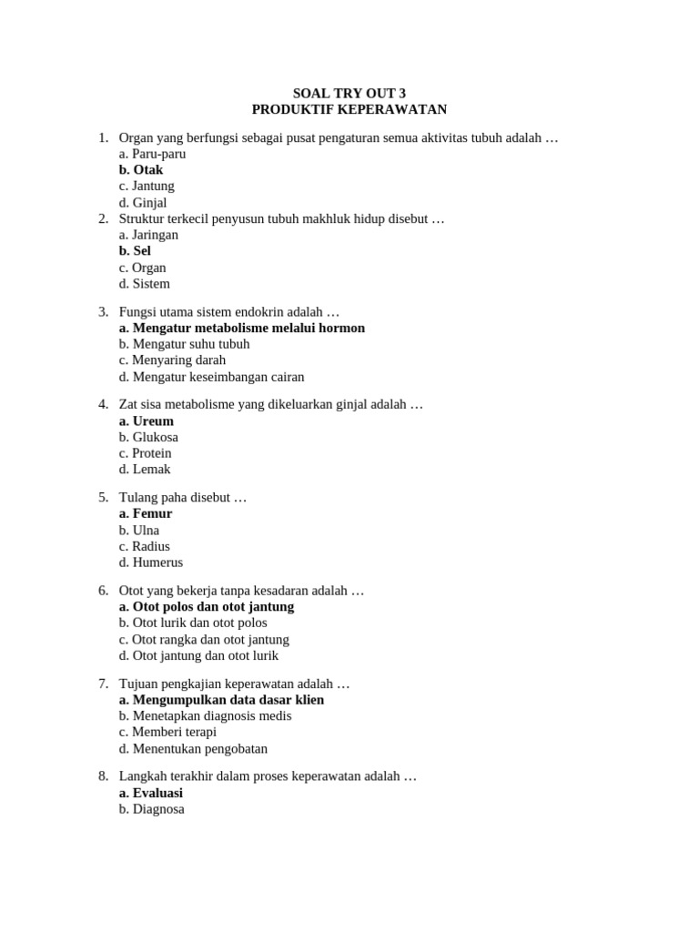 Soal Try Out Keperawatan Produktif | PDF