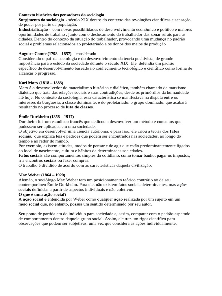 Marx Weber e Durkheim | PDF | Sociologia | Émile Durkheim