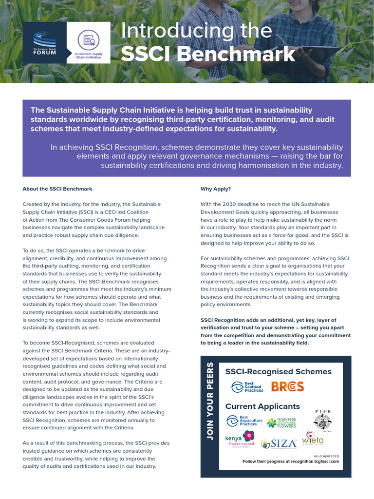 SSCI Benchmark for Sustainable Supply Chains | PDF | Sustainability ...