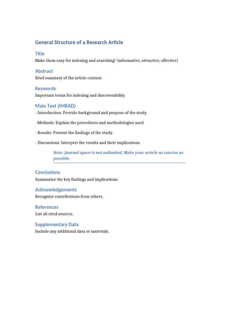 General Structure of A Research Article | PDF