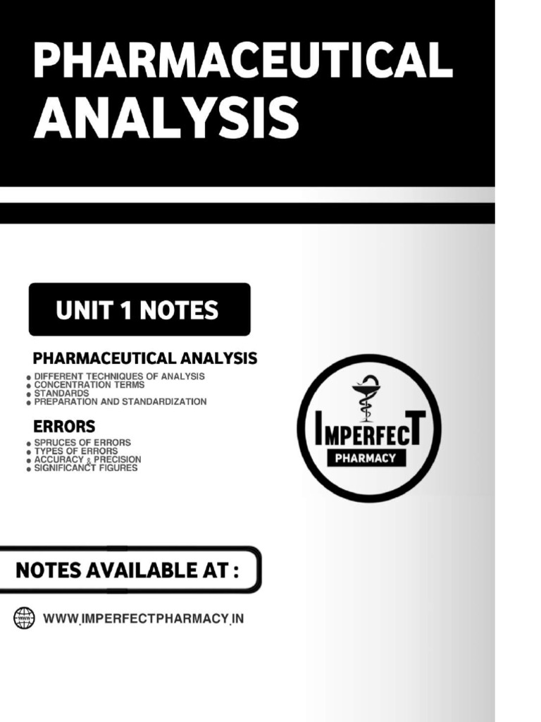 UNIT 1 Pharmaceutical Analysis Imperfect Pharmacy Compressed (1) | PDF