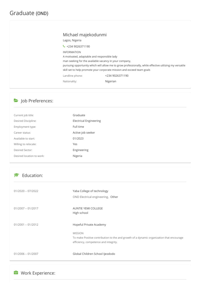 Majekodunmi Michael CV | PDF