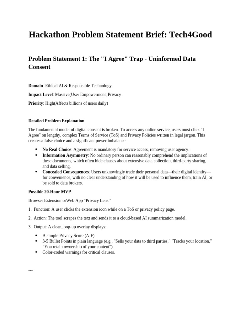 Hackathon Problem Statement Brief | PDF | Cyberspace | Computing