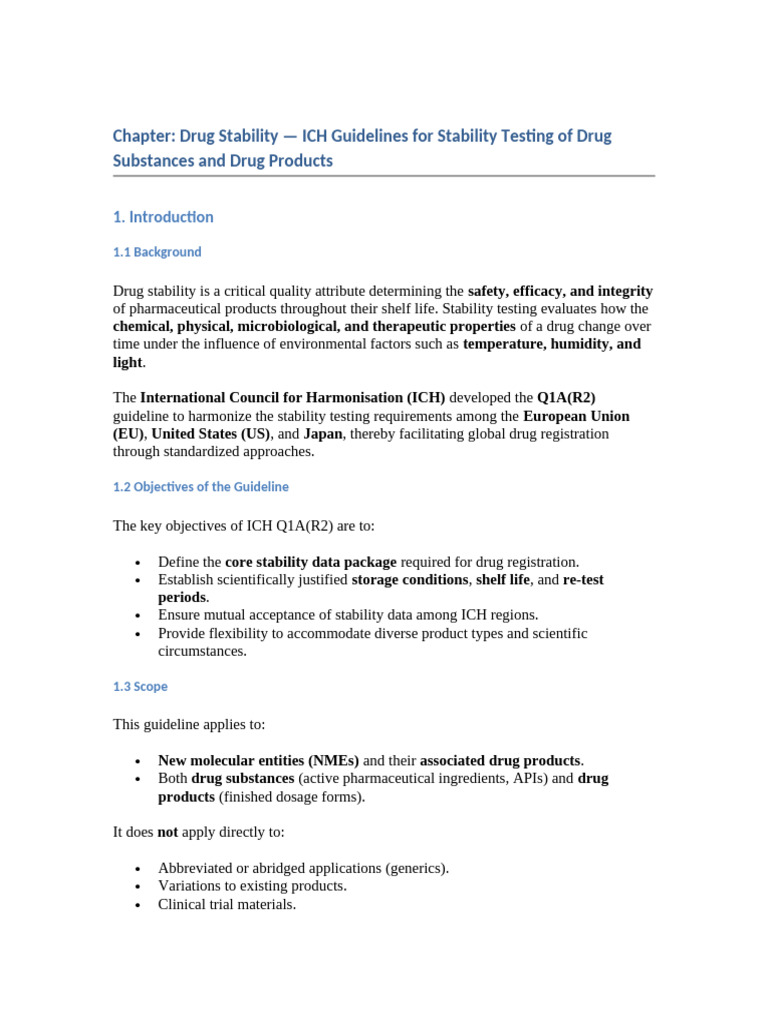 ICH Guidelines on Drug Stability Testing | PDF | Pharmaceutical ...
