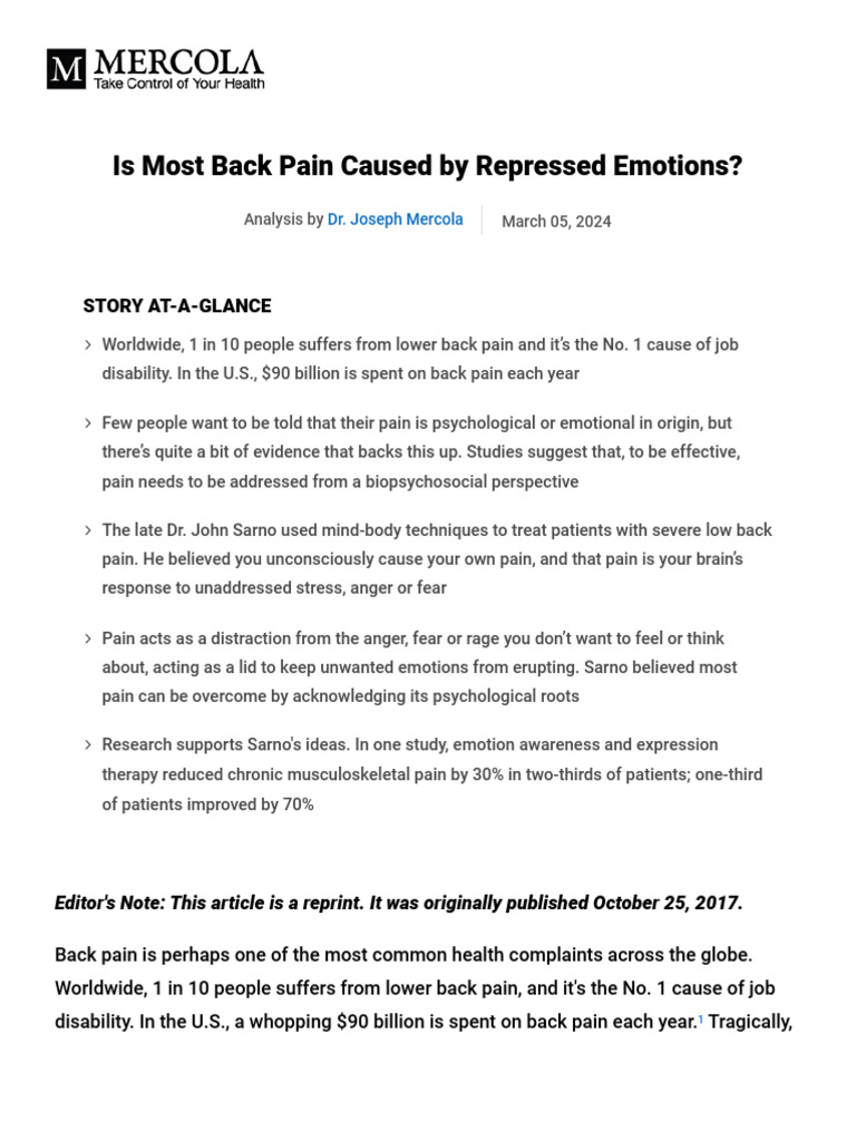 Back Pain: Is It Psychological? | PDF | Low Back Pain | Analgesic