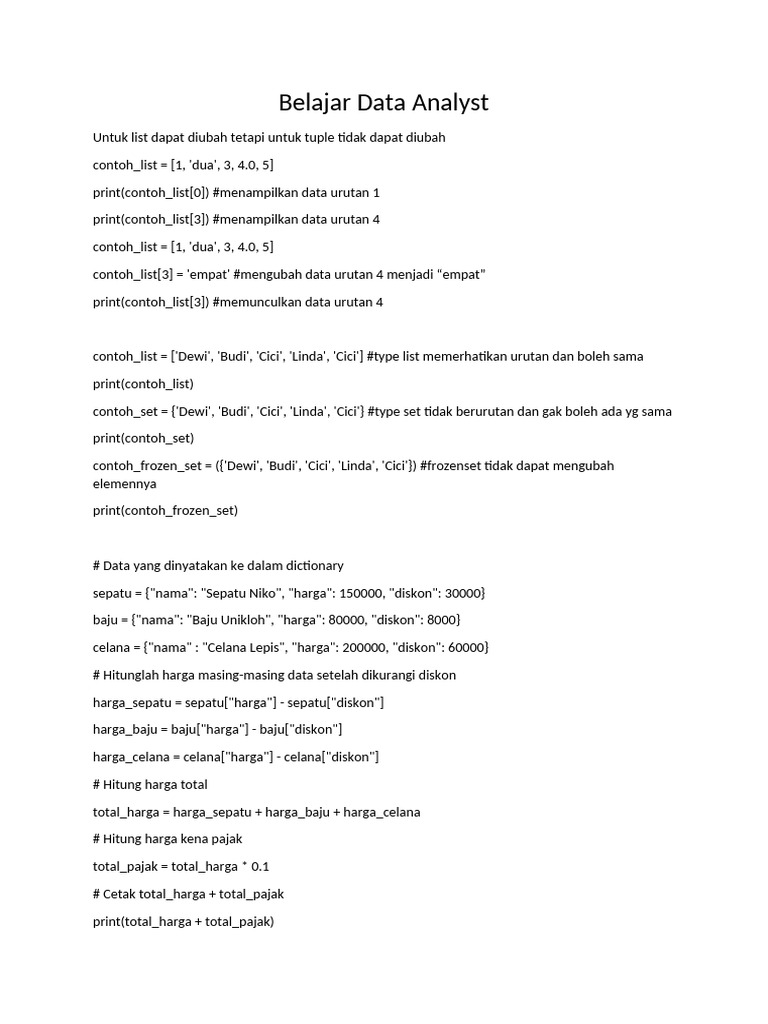Panduan Belajar Data Analyst Python | PDF