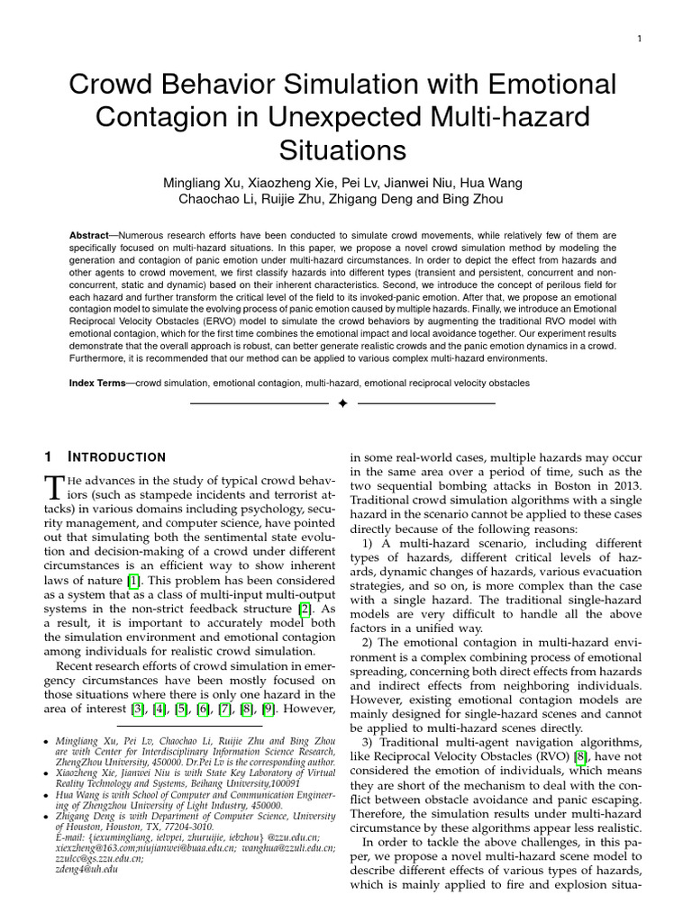 Xu 等 - 2021 - Crowd Behavior Simulation With Emotional Contagion | PDF ...