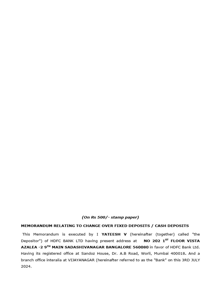 Fixed Deposit Lien Agreement Template | PDF | Banks | Deposit Account