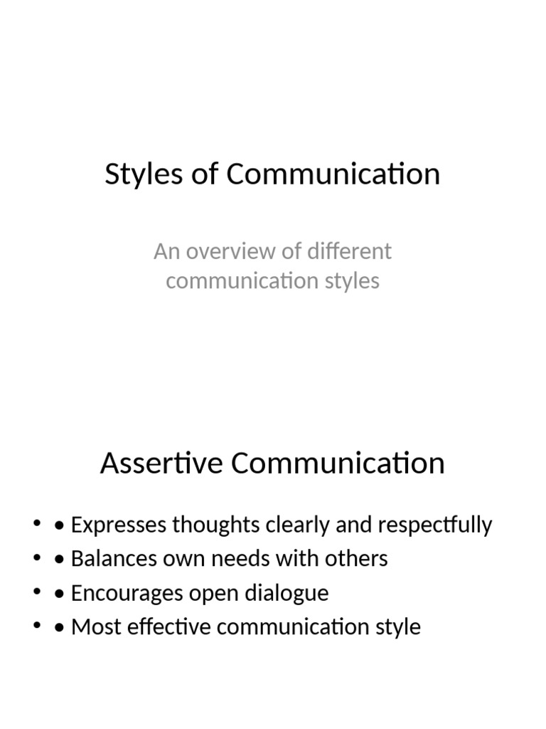 Styles of Communication | PDF