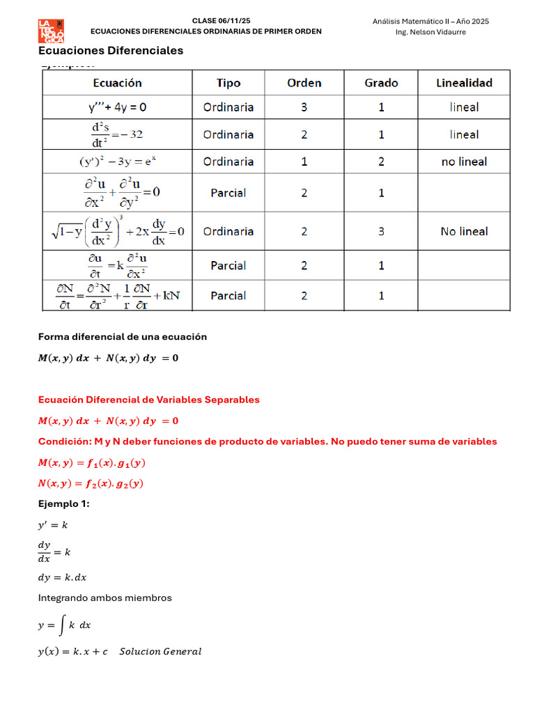 ECUACIONES DIFERENCIALES | PDF | Ecuaciones | Integral