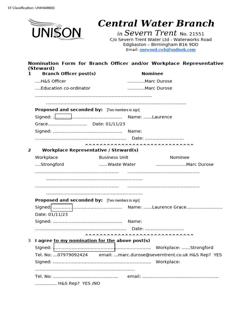 Nomination Form for Officer-Steward | PDF | Chess Theory | Chess