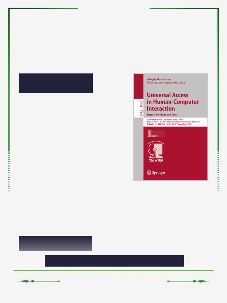 Universal Access in Human Computer Interaction Theory Methods and Tools ...