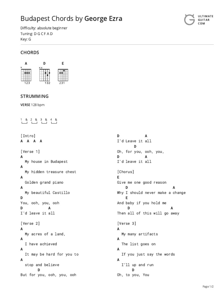 Budapest Chords by George Ezra | PDF | Song Structure | Popular Music