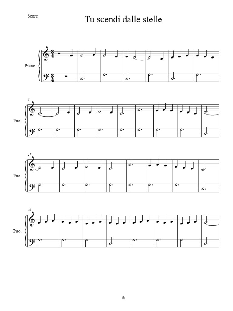 Tu Scendi Dalle Stelle Piano | PDF