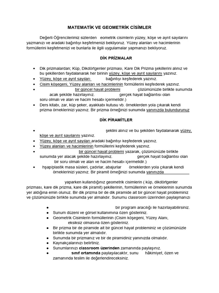 Matematik Ve Geometrik Cisimler | PDF