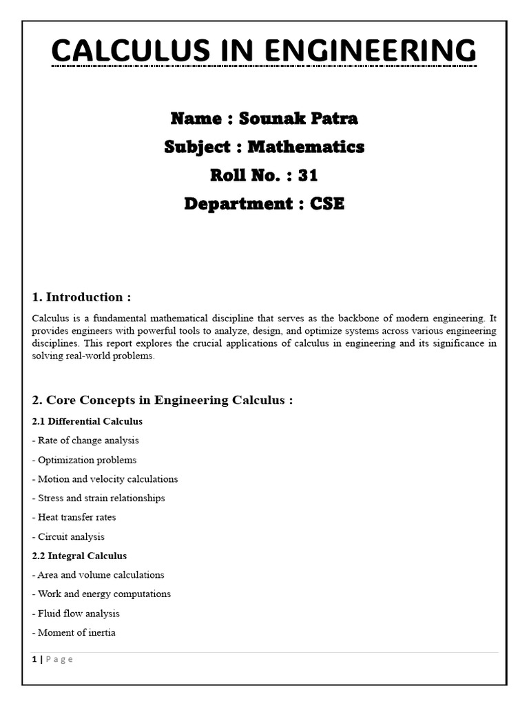 Calculus Applications in Engineering | PDF | Engineering | Calculus