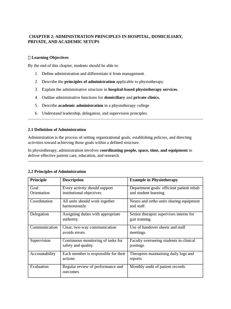 Physiotherapy Administration Principles | PDF | Physical Therapy | Safety