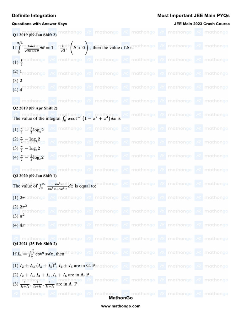 Definite Integration | PDF