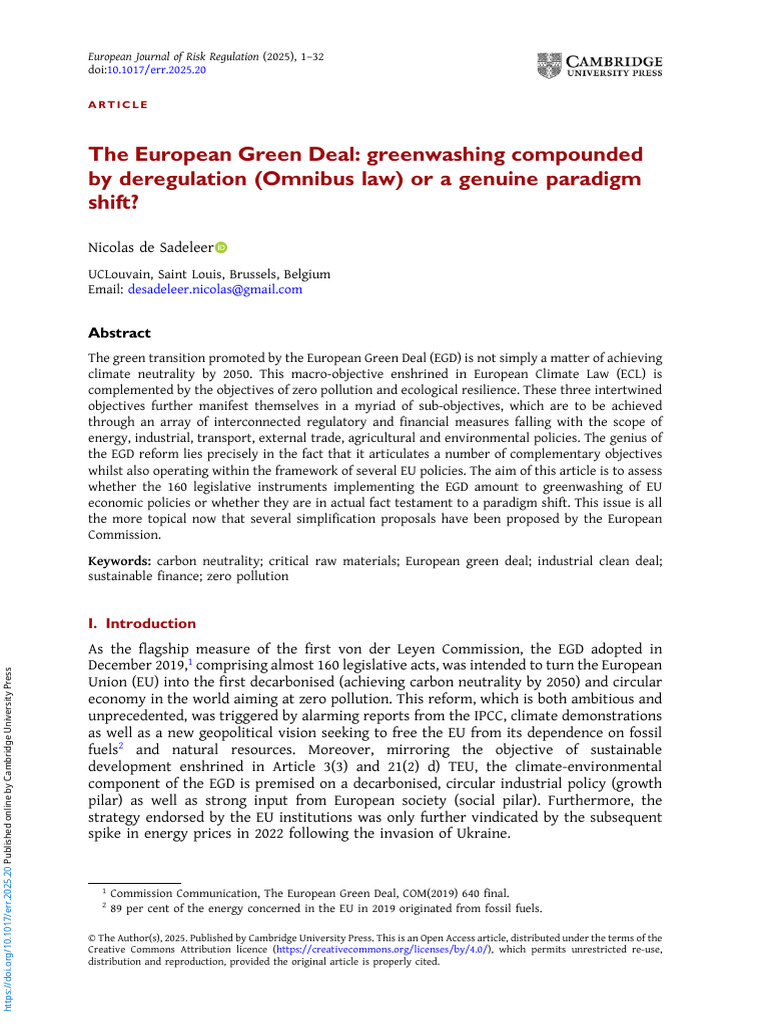 The European Green Deal Greenwashing Compounded by Deregulation Omnibus ...