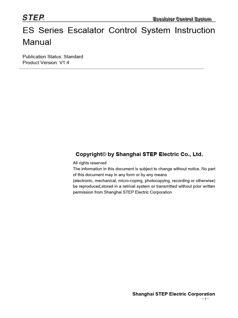 ES Series Escalator Control Manual | PDF | Parameter (Computer ...