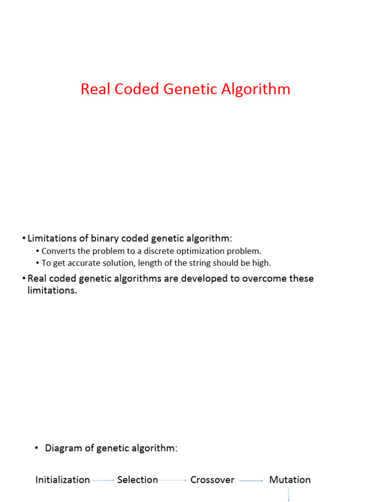 Real Coded Genetic Algorithm Overview | PDF | Genetic Algorithm | Offspring