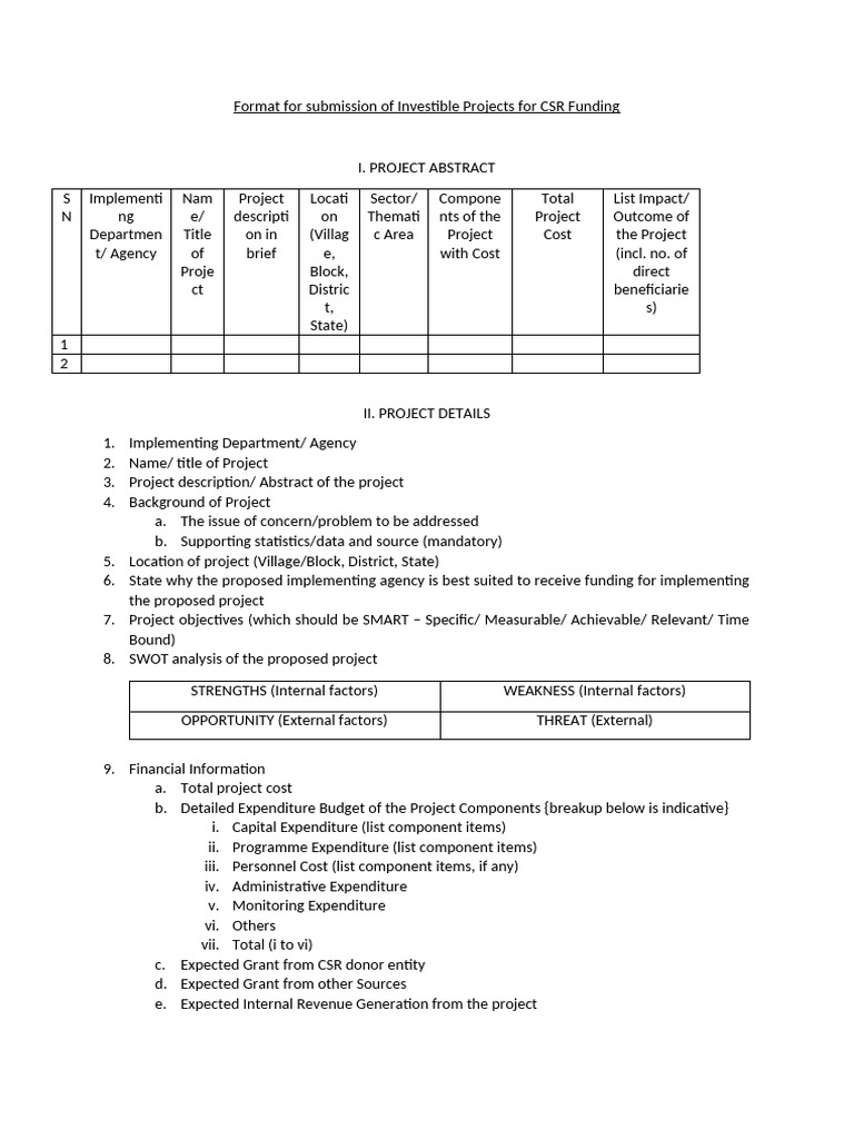 CSR Project Submission Guidelines | PDF | Corporate Social ...