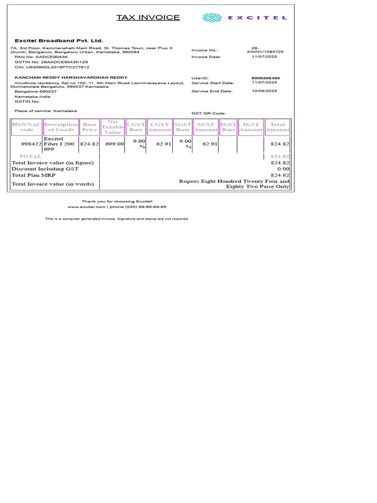 Invoice July | PDF | Economy Of India | Sales