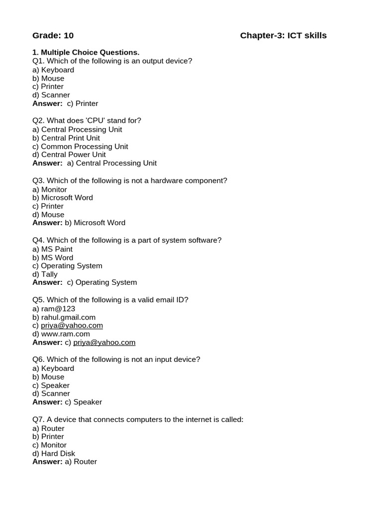ch-3 ICT skills | PDF | Microsoft Word | Operating System