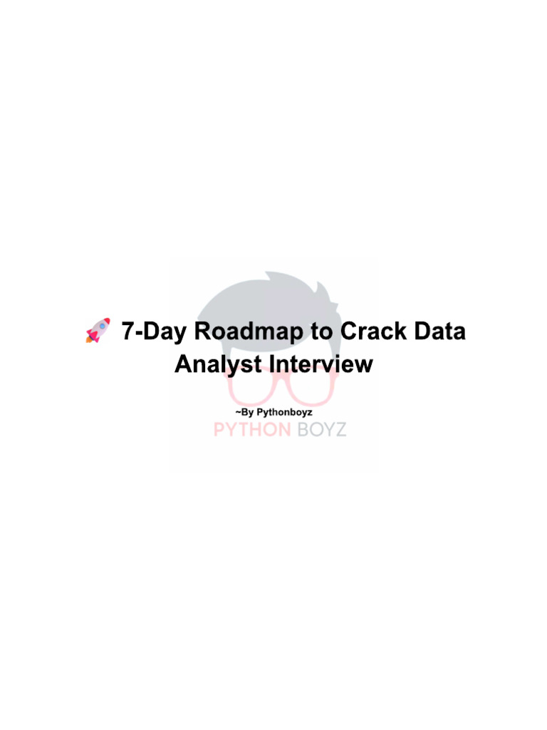 7-Day Roadmap To Crack Data Analyst Interview | PDF