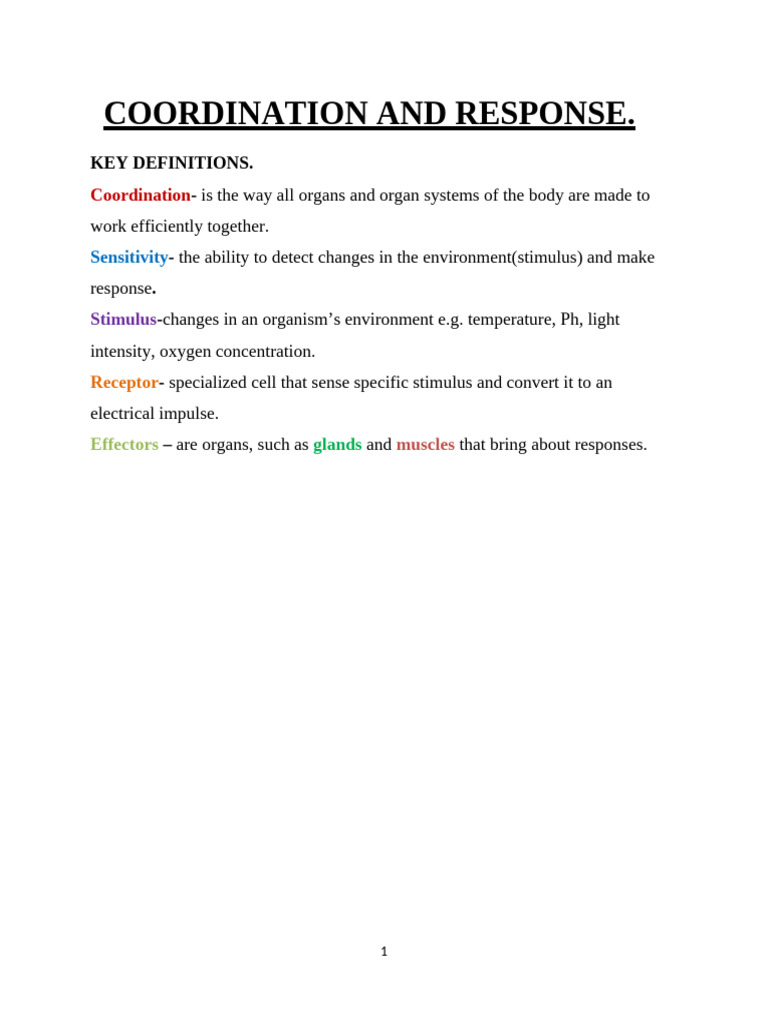 Coordination and Response | PDF | Chemical Synapse | Synapse