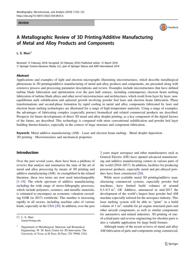 s13632-018-0433-6 | PDF | 3 D Printing | Microstructure